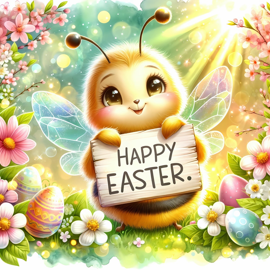 Happy Easter Bee 100% Cotton Fabric Panel Square Small Quilting Sewing ...