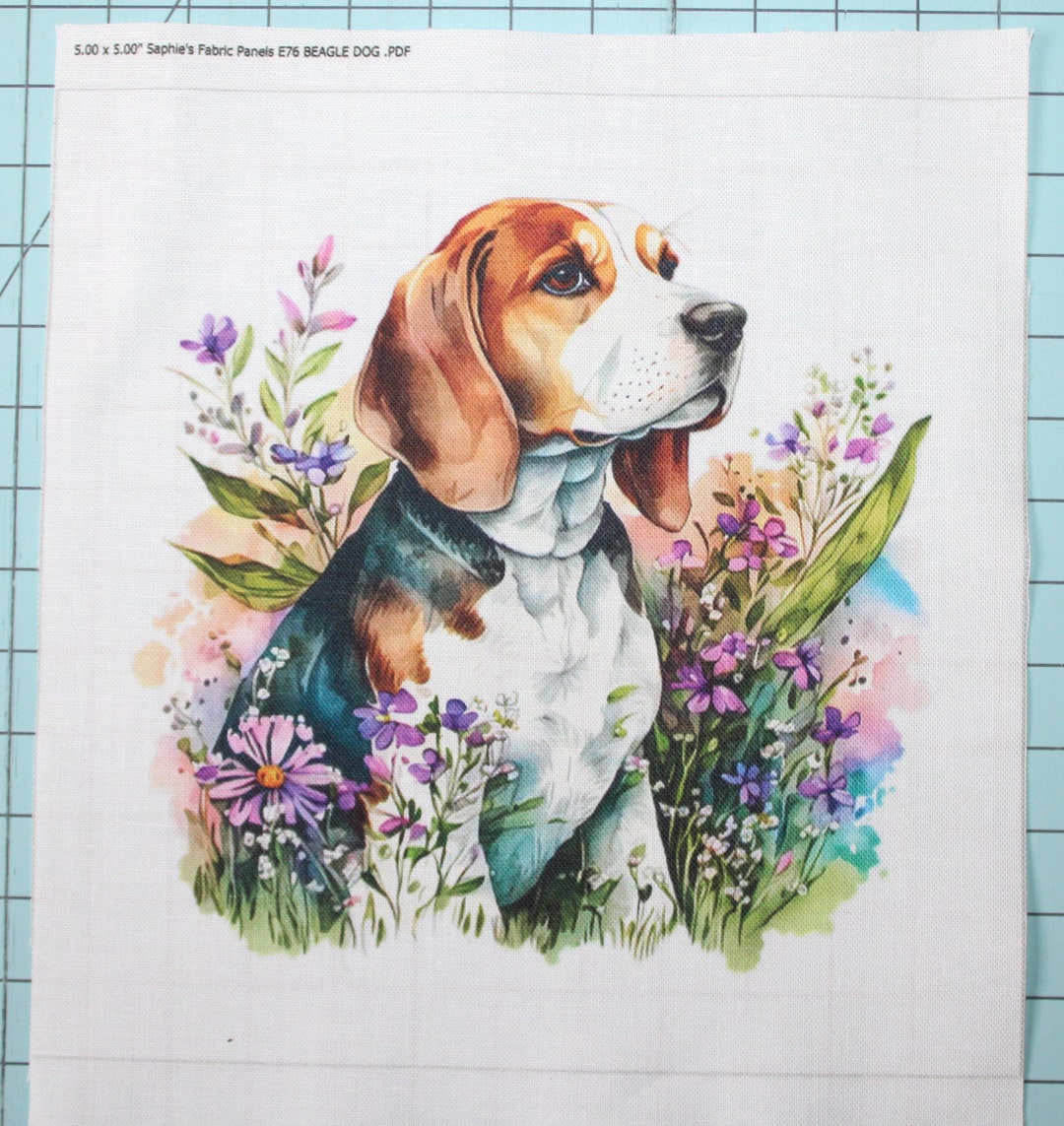 Beagle 100% Cotton Fabric Panel Square Small Sewing Quilting Block E76 ...