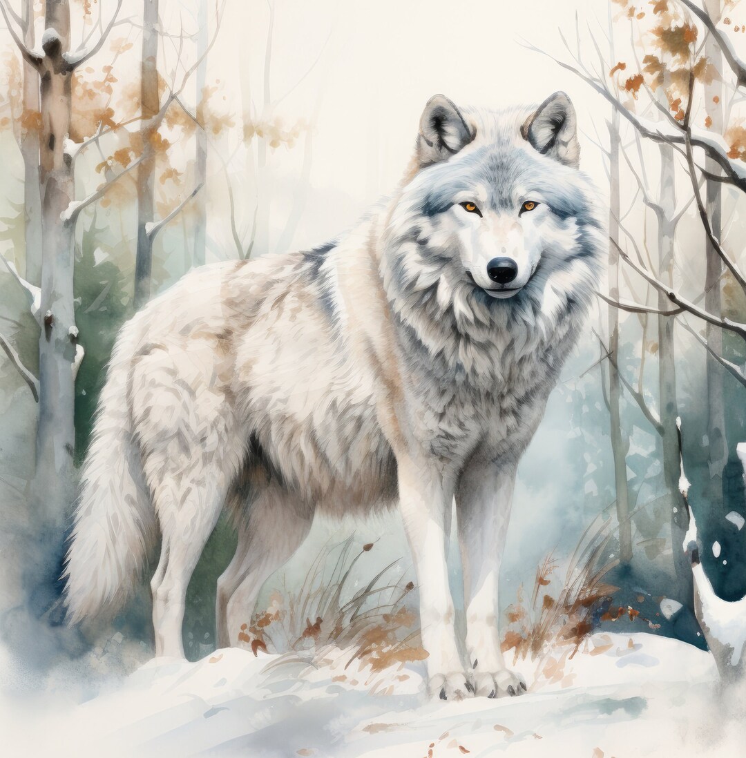 White Wolf 100% Cotton Fabric Panel Square Small Sewing Quilting Block ...