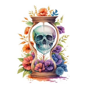 Hourglass Skull Floral 100% Cotton Fabric Panel Square Small - Etsy