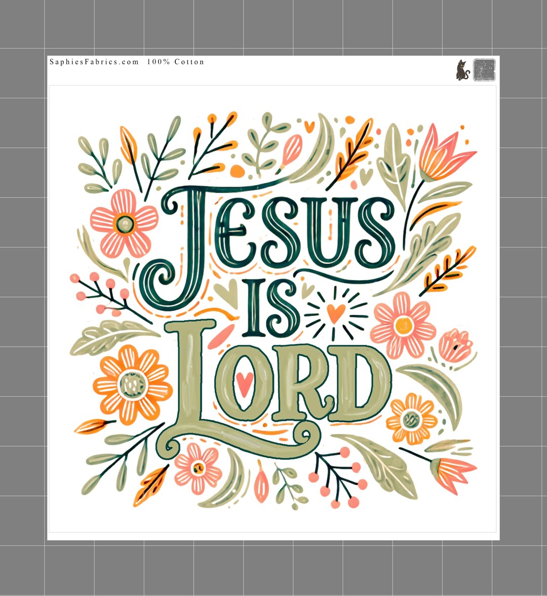 Jesus is Lord 100% Cotton Fabric Panel Block | Small Sewing Quilting ...