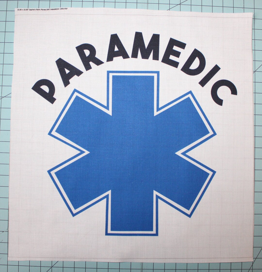 Paramedic EMT 100% Cotton Fabric Panel Square Small Quilting Sewing ...