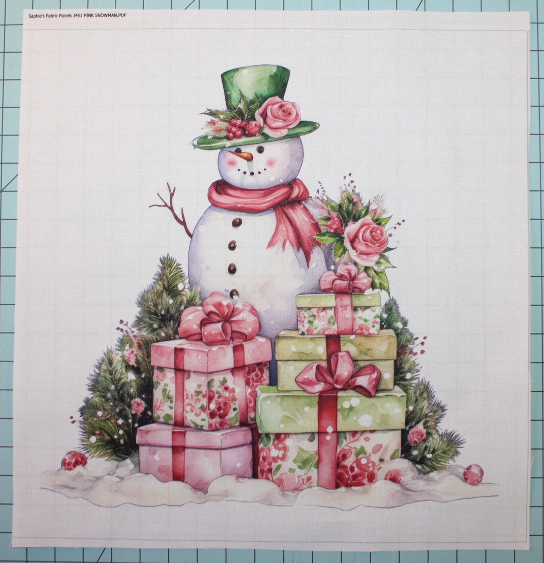 Snowman 100% Cotton Fabric Panel Square Small Quilting Sewing Block ...