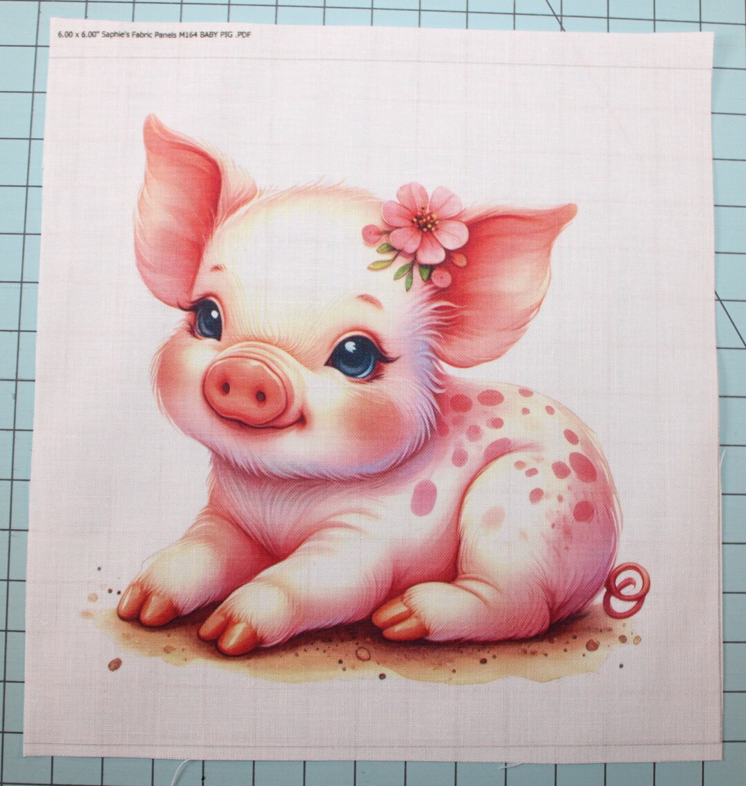 Pig Piglet 100% Cotton Fabric Panel Square Small Sewing Quilting Block ...