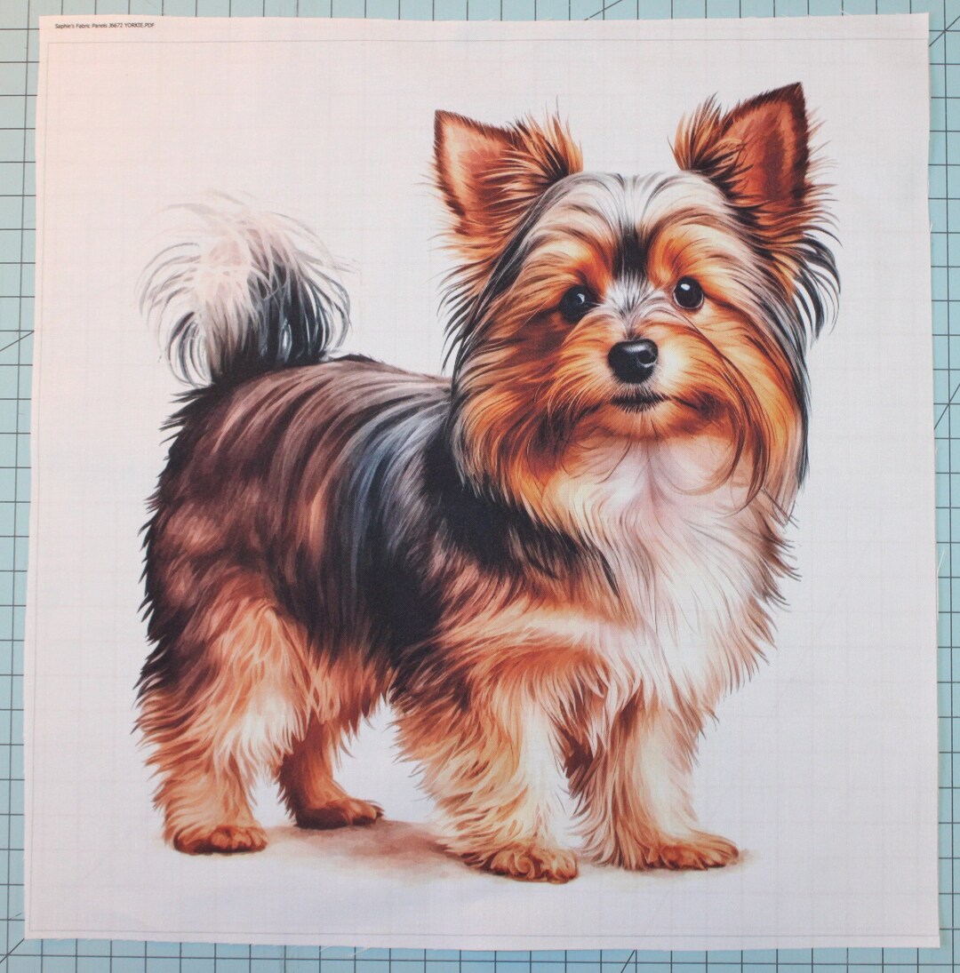 Yorkie 100% Cotton Fabric Panel Block | Small Sewing Quilting Square ...