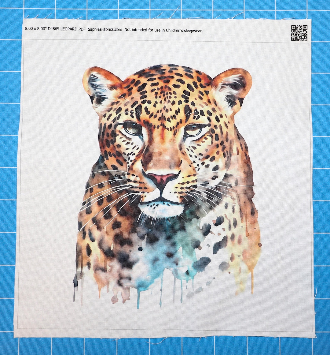 Leopard 100% Cotton Fabric Panel Block | Small Sewing Quilting Square ...