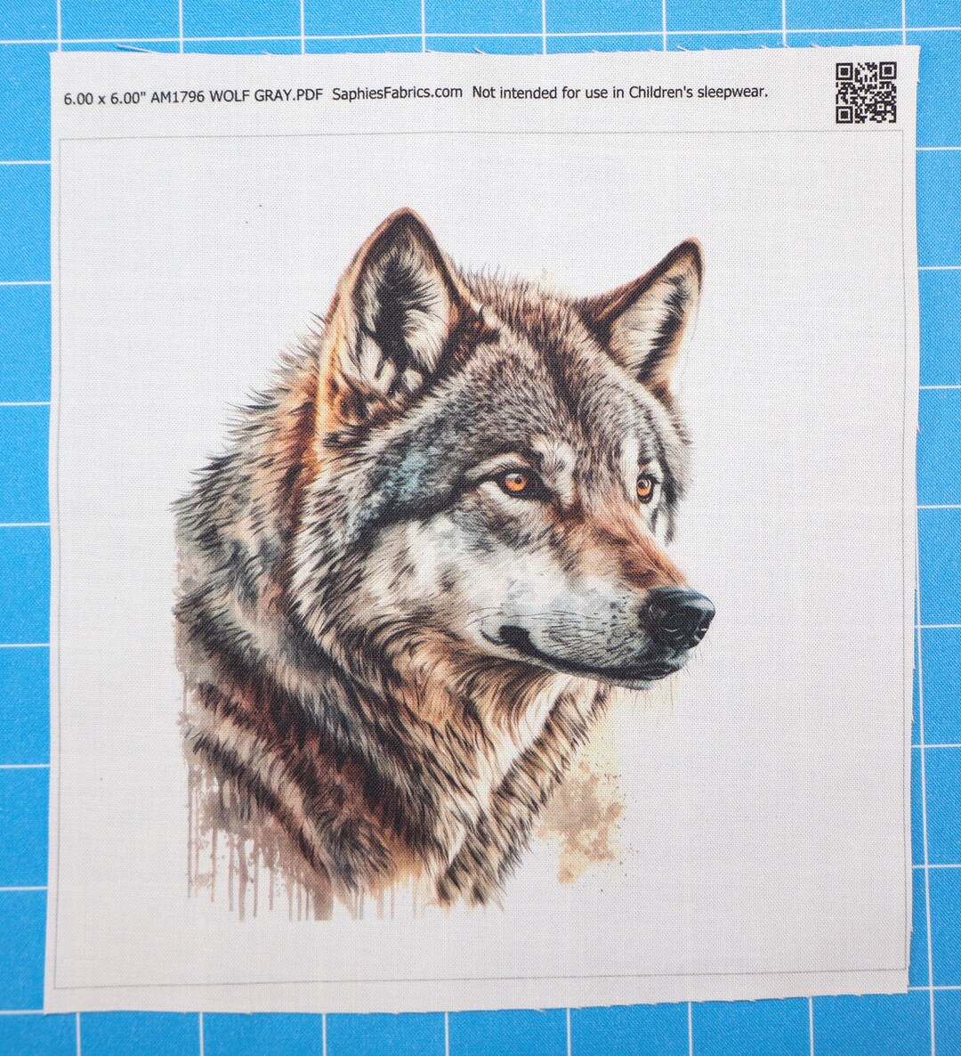 Wolf 100% Cotton Fabric Panel Block | Small Sewing Quilting Square ...