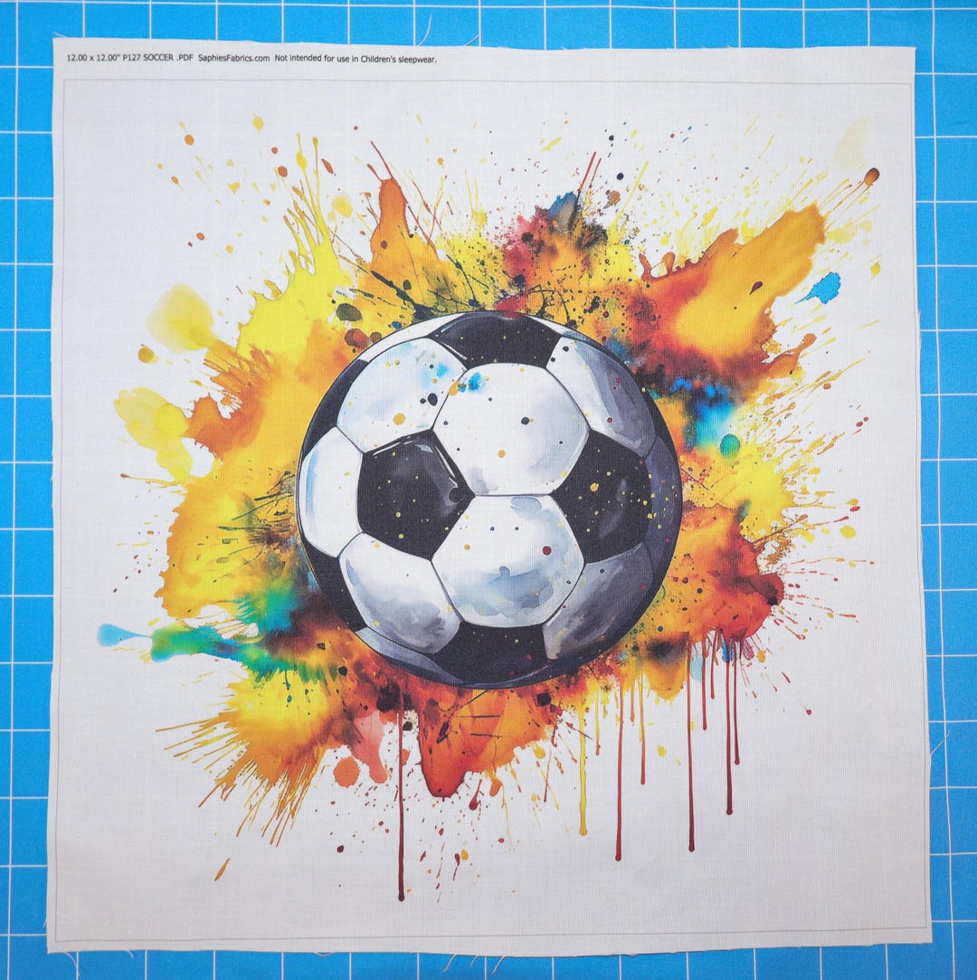 Soccer Ball 100% Cotton Fabric Panel Block | Small Sewing Quilting ...