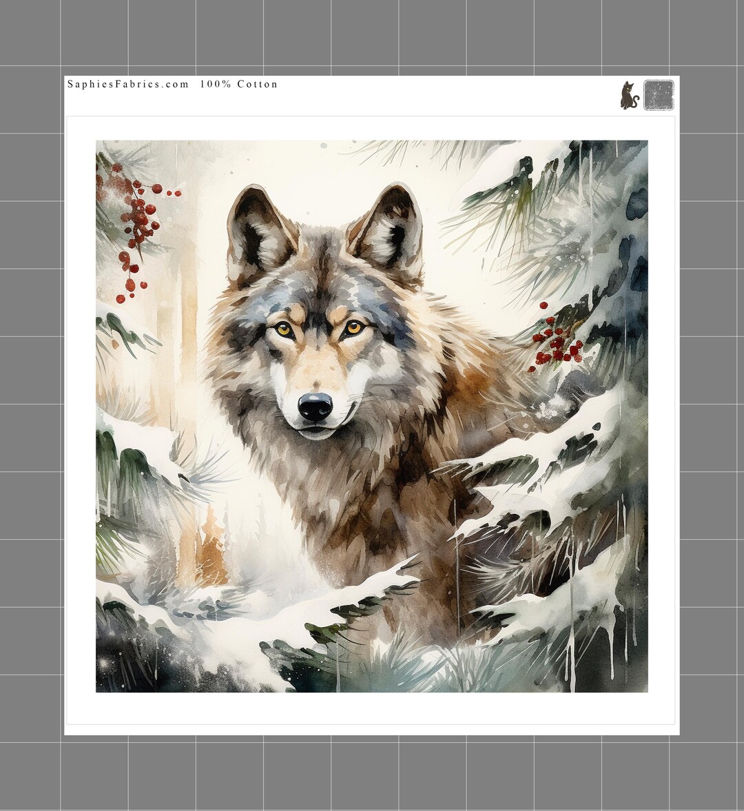 Winter Wolf 100% Cotton Fabric Panel Block Quilt Square G876 - Etsy