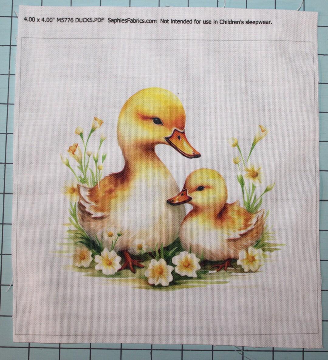 Duck Duckling 100% Cotton Fabric Panel Block | Small Sewing Quilting ...