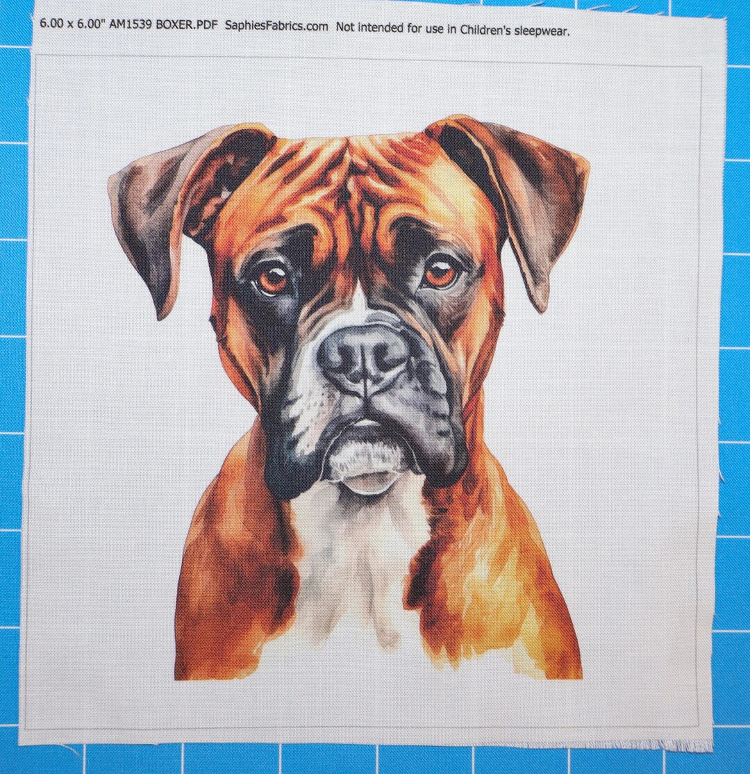 Boxer 100% Cotton Fabric Panel Block | Small Sewing Quilting Square ...