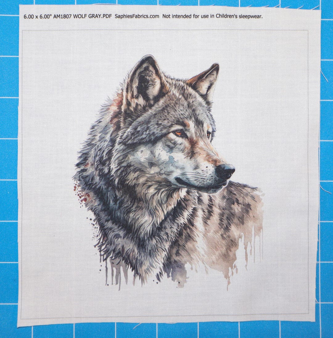 Wolf 100% Cotton Fabric Panel Block | Small Sewing Quilting Square ...