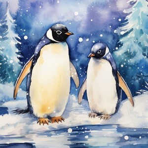 Winter Penguins 100% Cotton Fabric Panel Block | Small Quilting Sewing ...
