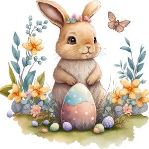 Easter Bunny Floral 100% Cotton Fabric Panel Square Small Quilting ...