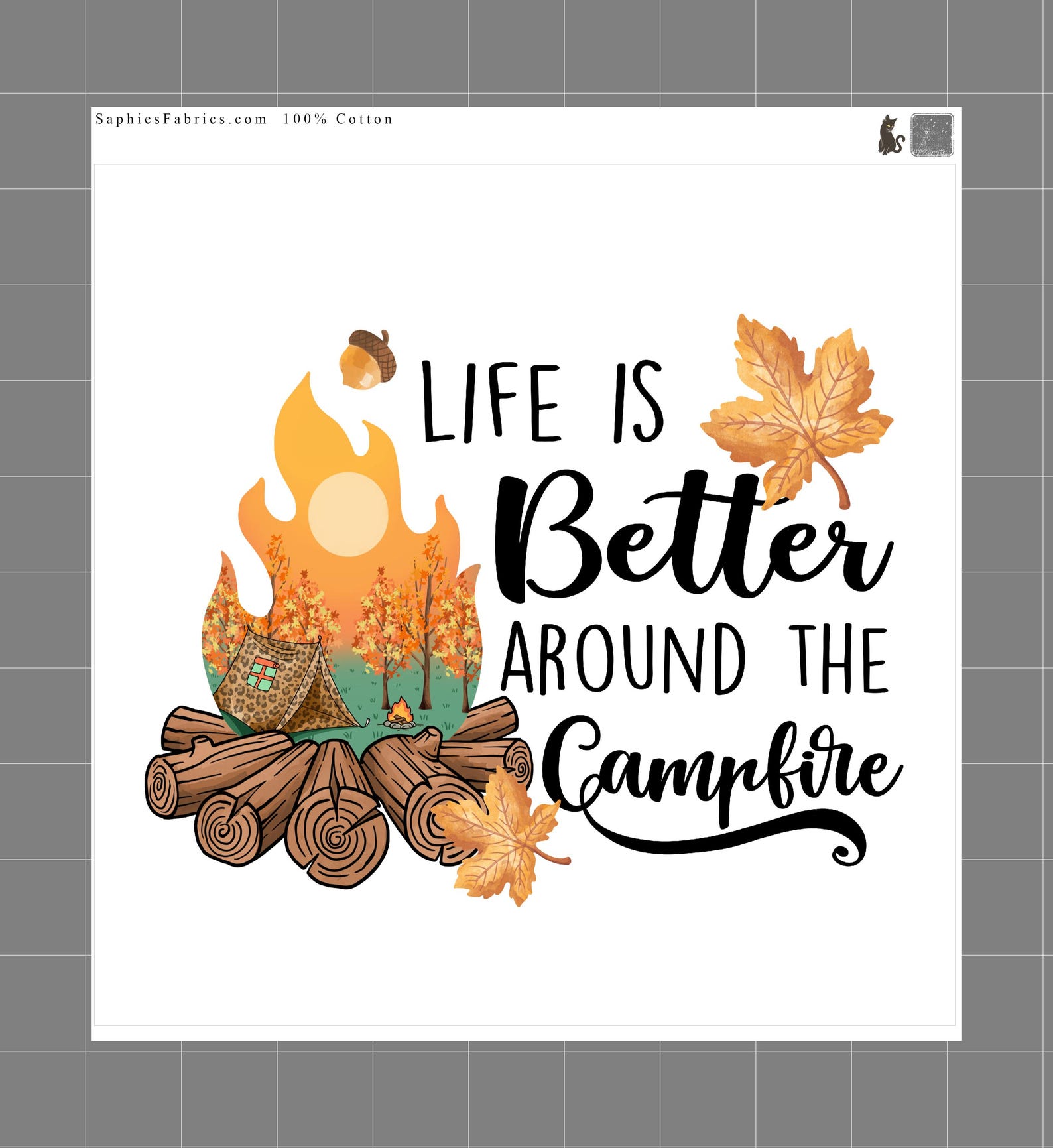 Camping Campfire 100% Cotton Fabric Panel Block Quilt Square A262 - Etsy