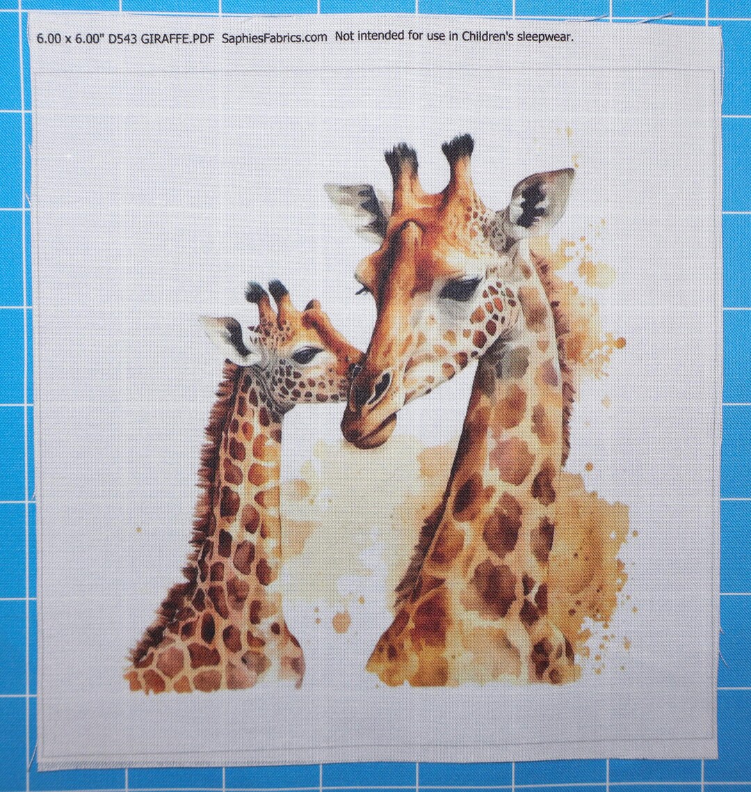 Giraffe Mom & Baby 100% Cotton Fabric Panel Block | Small Sewing Quilting Square D543 - Etsy