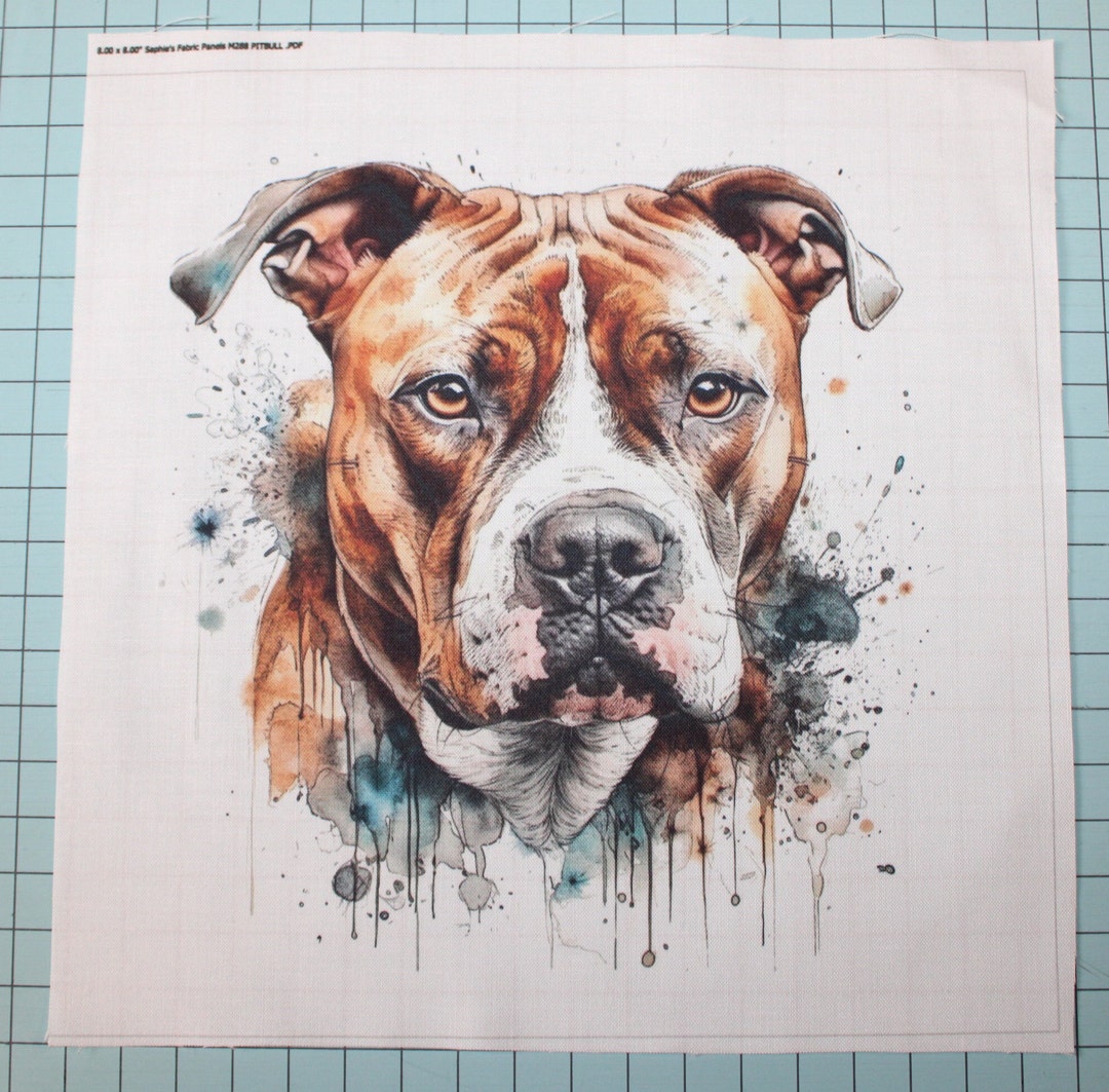 Pit Bull 100% Cotton Fabric Panel Block Small Sewing Quilting Square ...