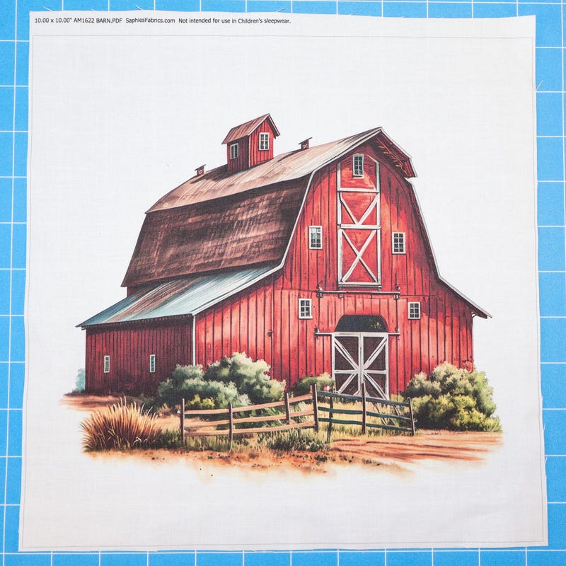 Small Red Barn Fabric - Etsy