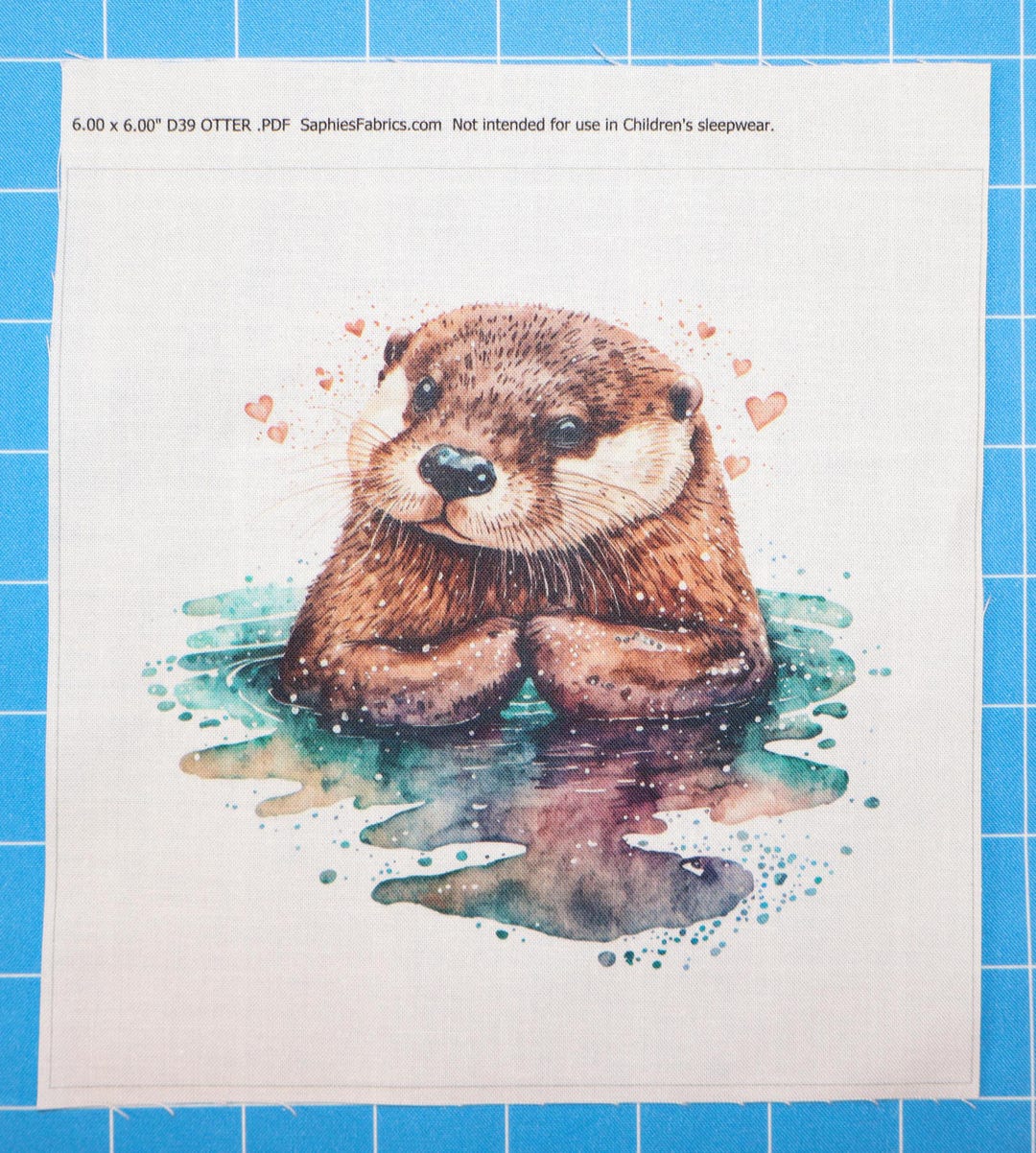 Otter 100% Cotton Fabric Panel Block | Small Sewing Quilting Square D39 ...
