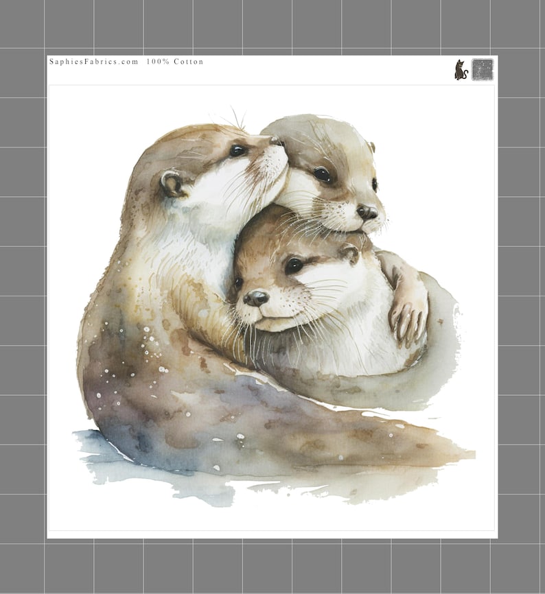 Otters 100% Cotton Fabric Panel Block Quilt Square D512 - Etsy