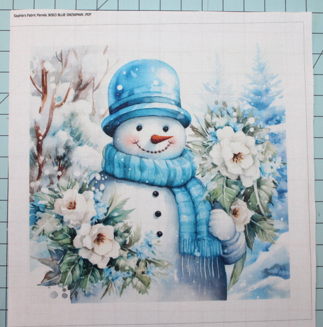 Winter Snowman Scarf 100% Cotton Fabric Panel Square Small Quilting ...