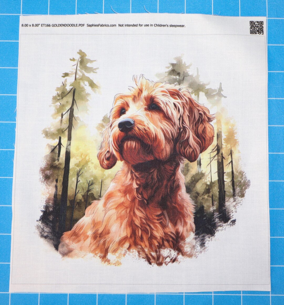 Goldendoodle 100% Cotton Fabric Panel Block | Small Sewing Quilting ...