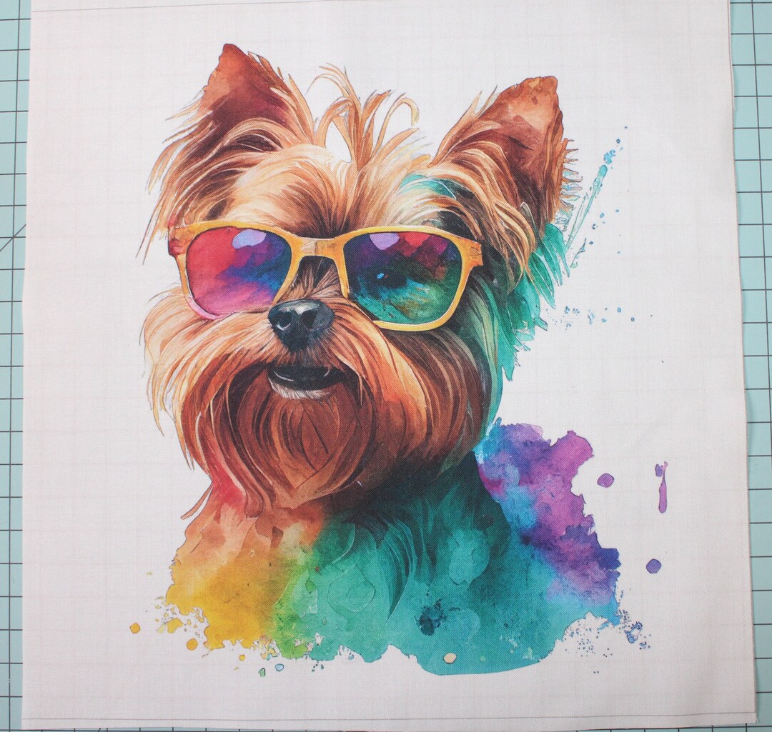 Yorkie Yorkshire Dog 100% Cotton Fabric Panel Square Small Sewing Panel ...