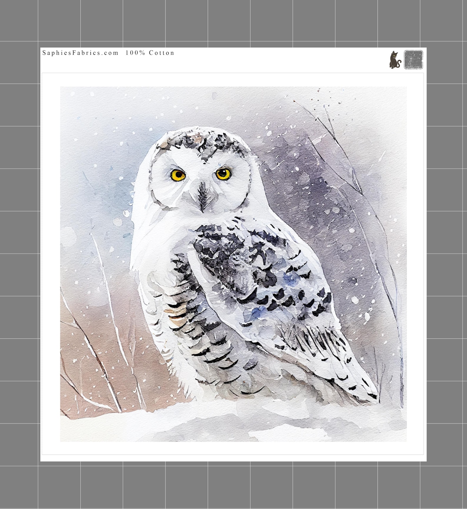 Snow Owl 100% Cotton Fabric Panel Block Quilt Square A144 - Etsy