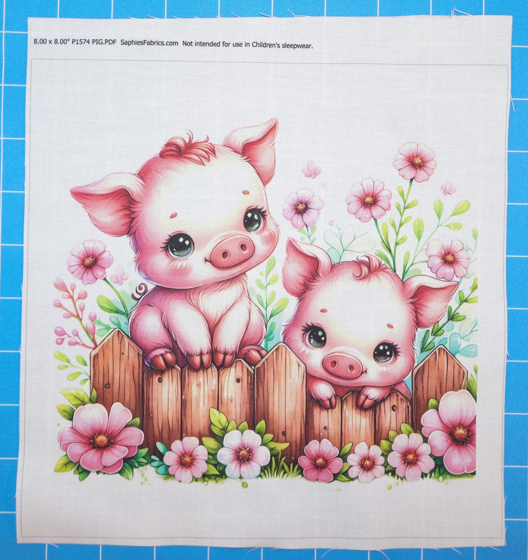Pigs 100% Cotton Fabric Panel Block | Small Quilting Sewing Square ...