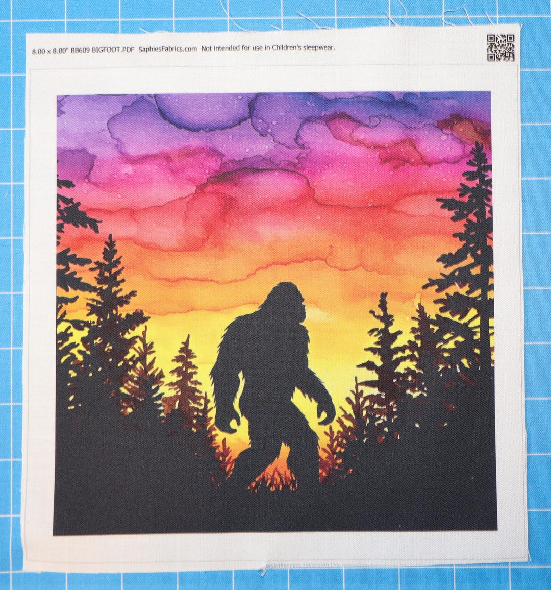 Bigfoot Sasquatch 100% Cotton Fabric Panel Block | Small Quilting ...