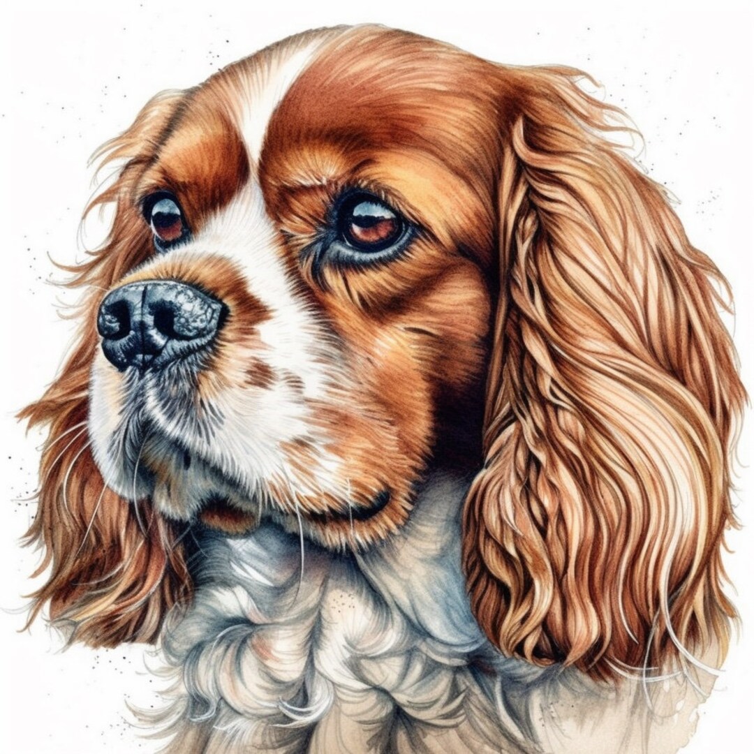 Cavalier King Charles Spaniel Dog 100% Cotton Fabric Panel Square Small ...