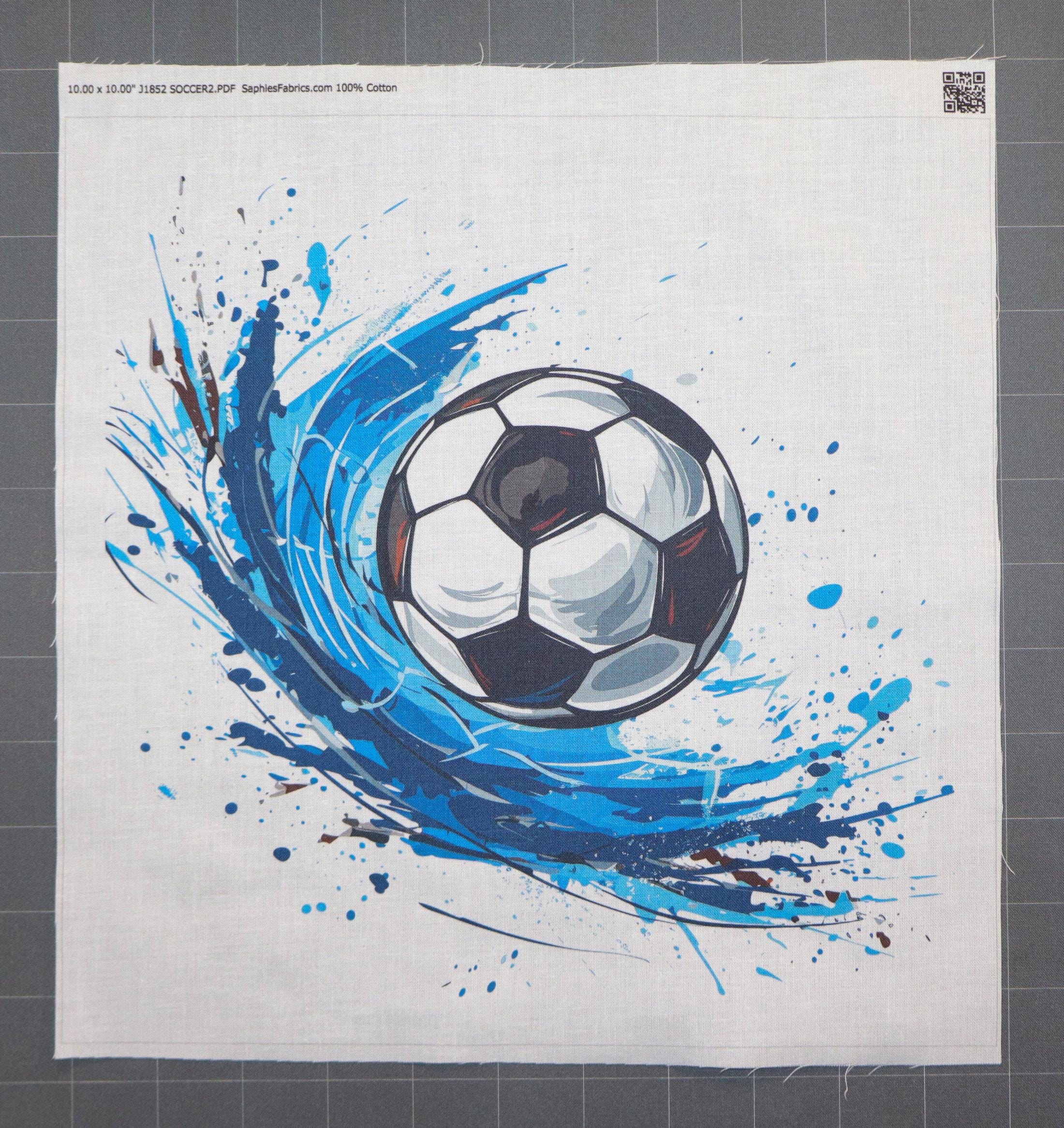 Soccer Ball 100% Cotton Fabric Panel Block | Small Quilting Sewing ...