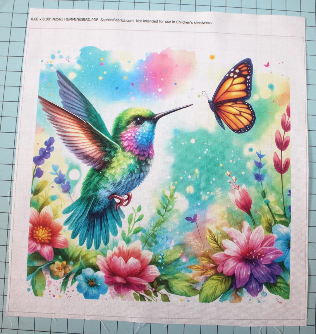 Hummingbird 100% Cotton Fabric Panel Block | Small Sewing Quilting ...