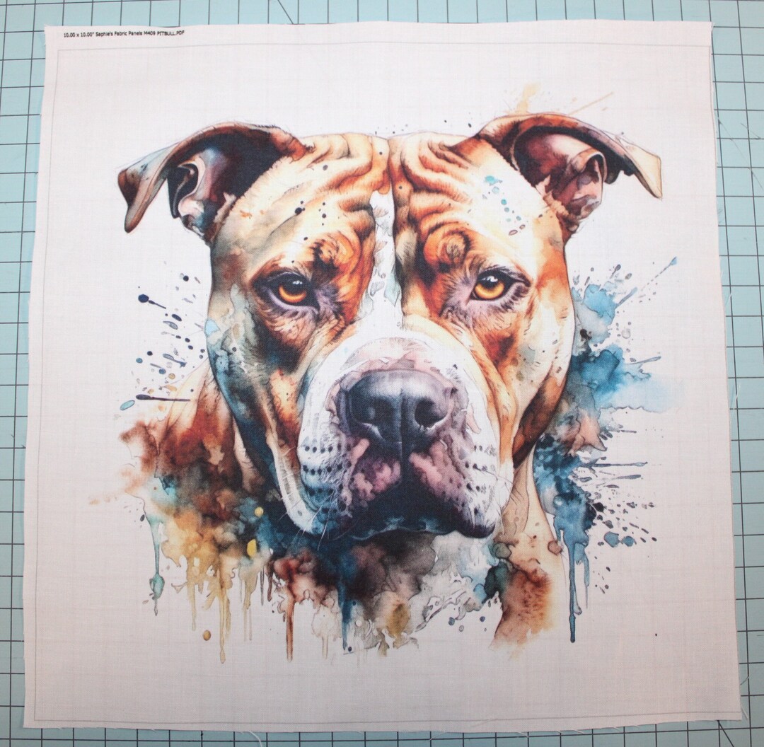 Pit Bull 100% Cotton Fabric Panel Block Small Sewing Quilting Square ...