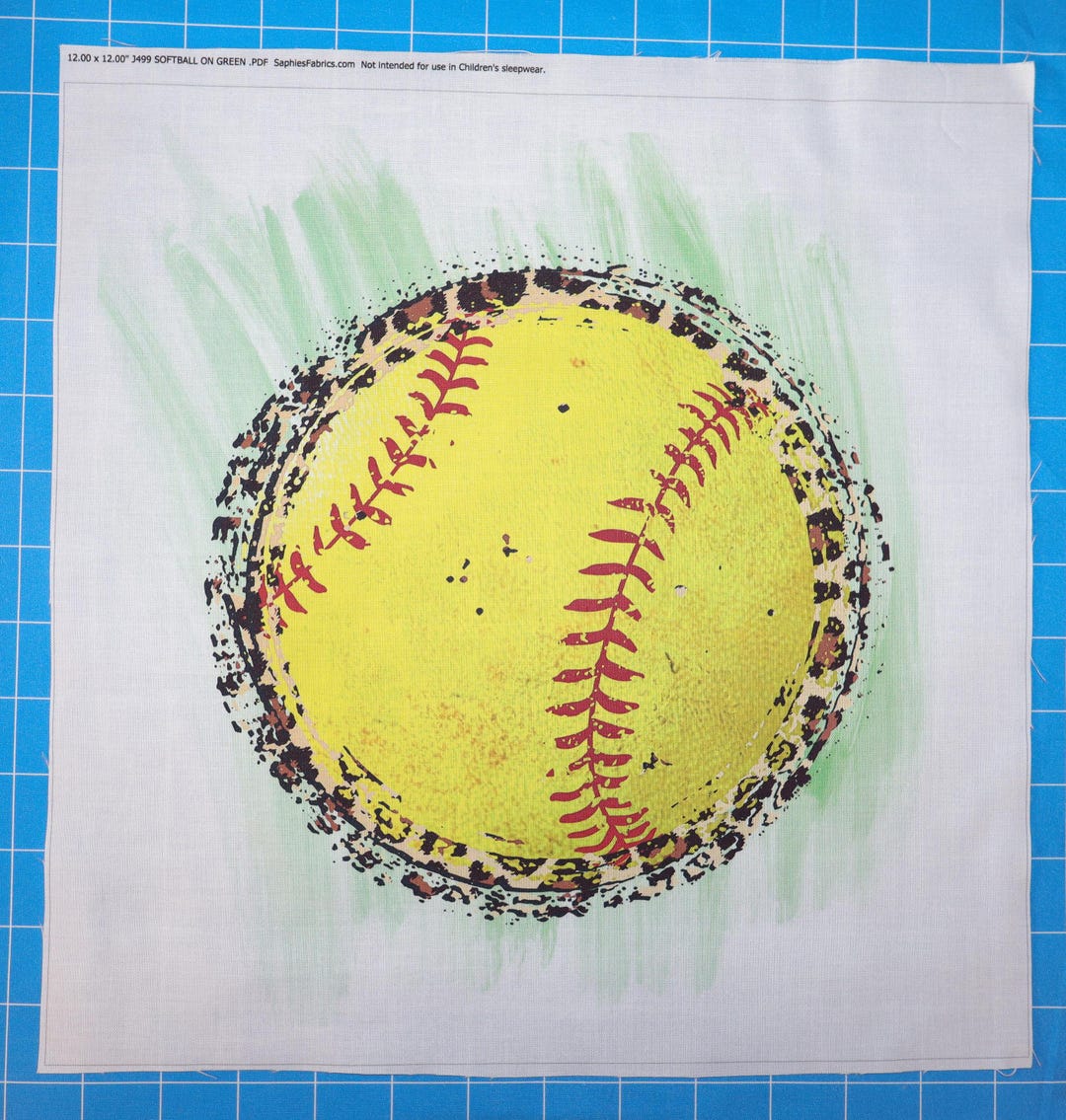 Softball 100% Cotton Fabric Panel Block | Small Sewing Quilting Square ...