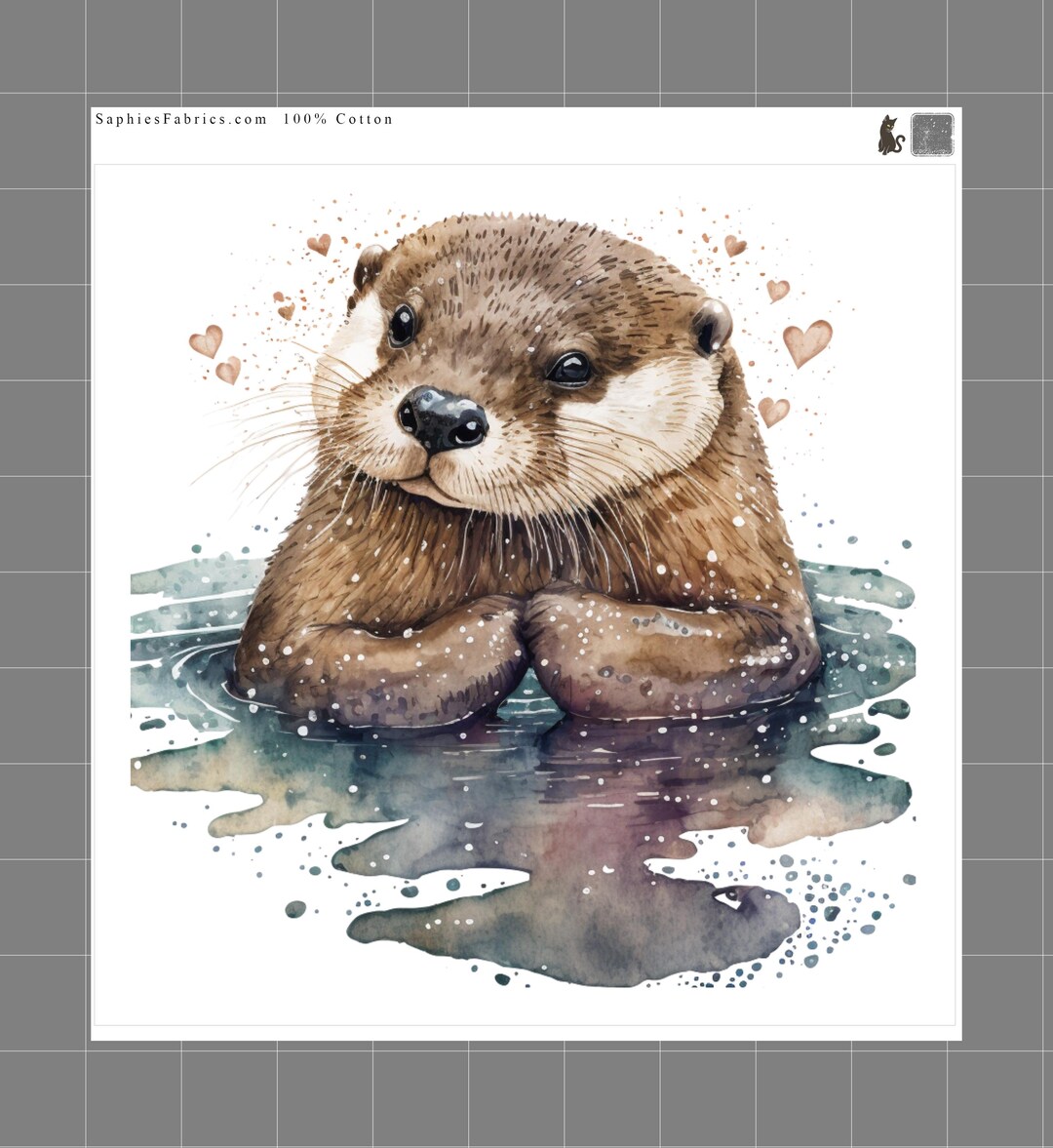 Otter 100% Cotton Fabric Panel Block | Small Sewing Quilting Square D39 ...