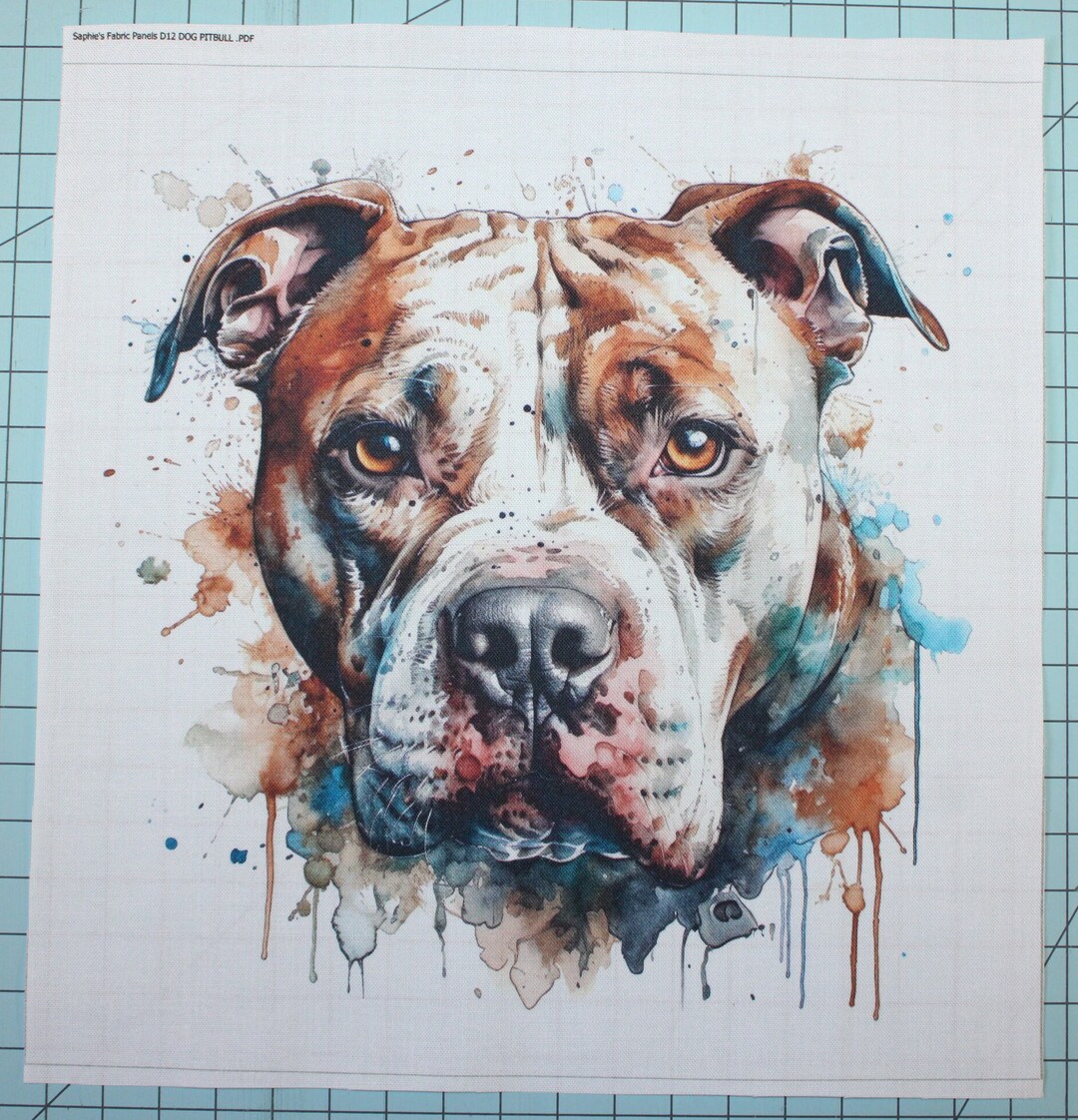 Pit Bull Dog 100% Cotton Fabric Panel Square Small Sewing Quilting ...
