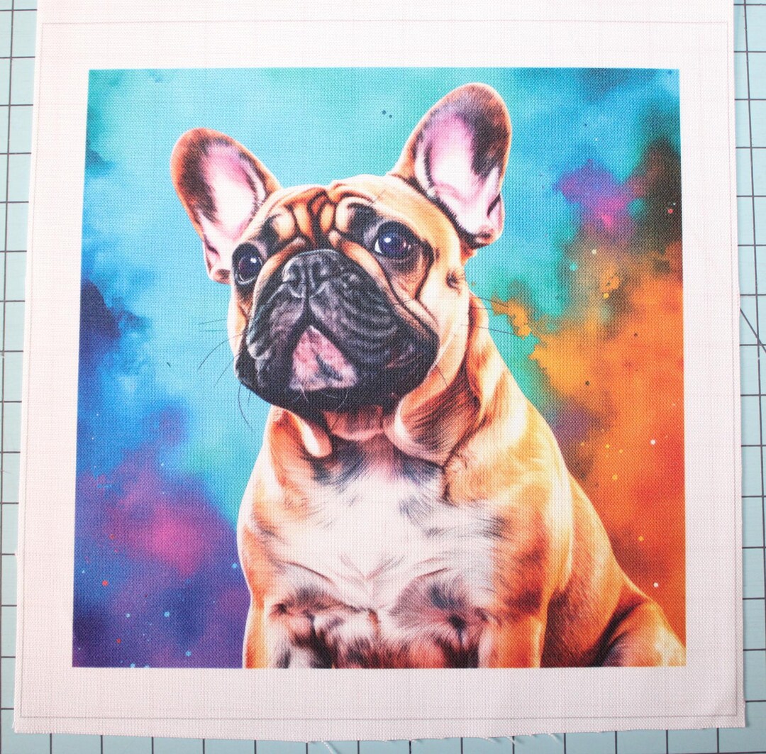 Bulldog 100% Cotton Fabric Panel Block | Small Quilting Sewing Square ...