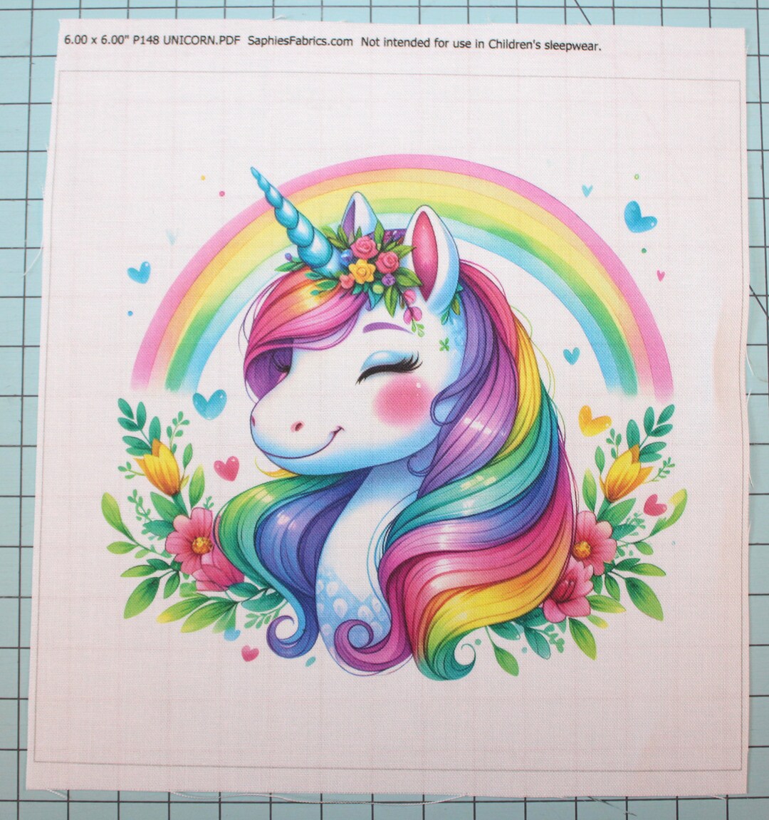 Unicorn 100% Cotton Fabric Panel Square Small Sewing Quilting Block ...