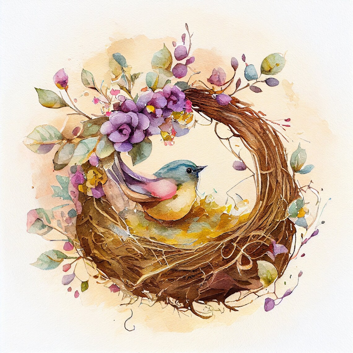 Bird Nest 100% Cotton Fabric Panel Square Quilting Sewing - Etsy