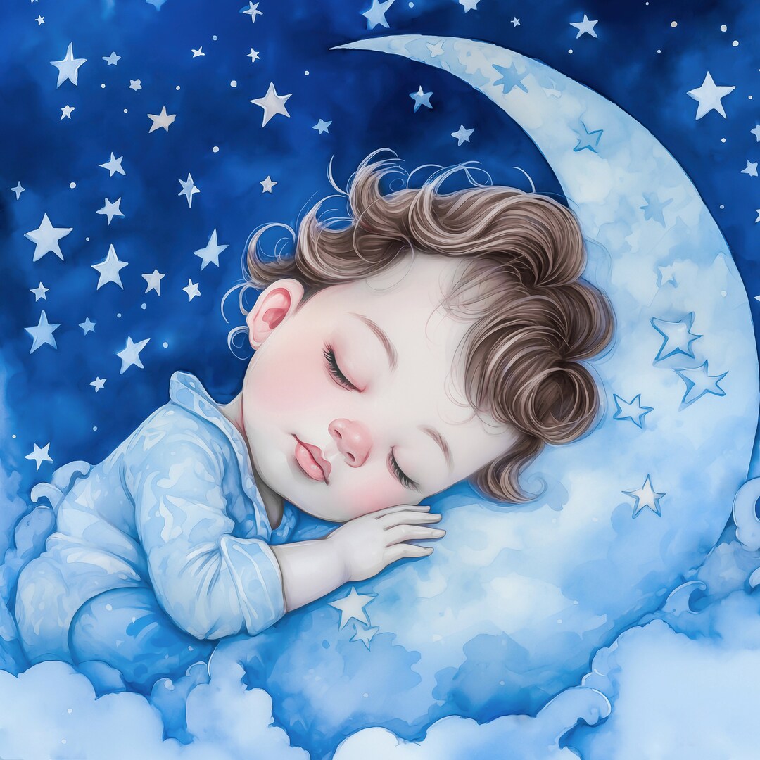 Sleepy Baby 100% Cotton Fabric Panel Square Small Sewing Quilting Block ...