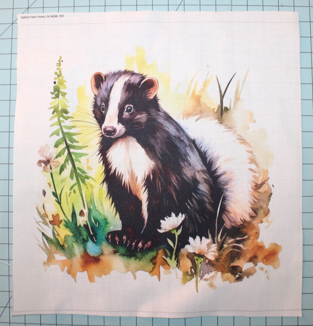 Skunk 100% Cotton Fabric Panel Square Small Sewing Quilting Block L34 ...