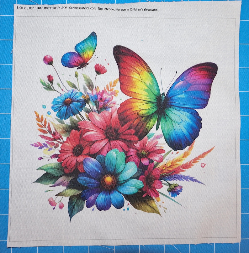 Floral Butterfly 100% Cotton Fabric Panel Block Quilt Square ET816 - Etsy