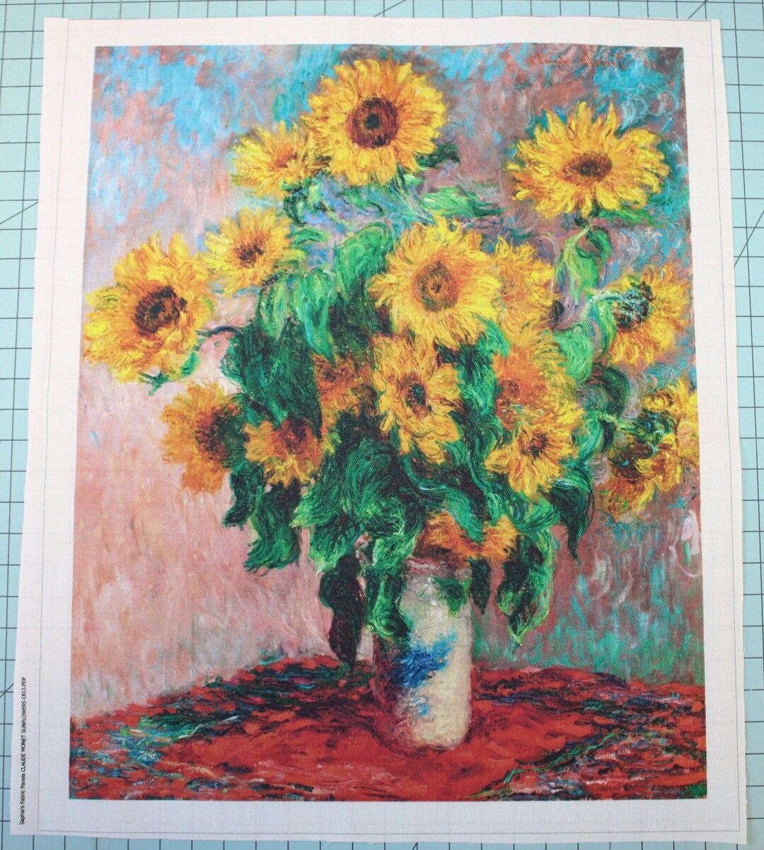 Claude Monet Sunflowers 100% Cotton Fabric Panel Quilting Sewing Panel ...