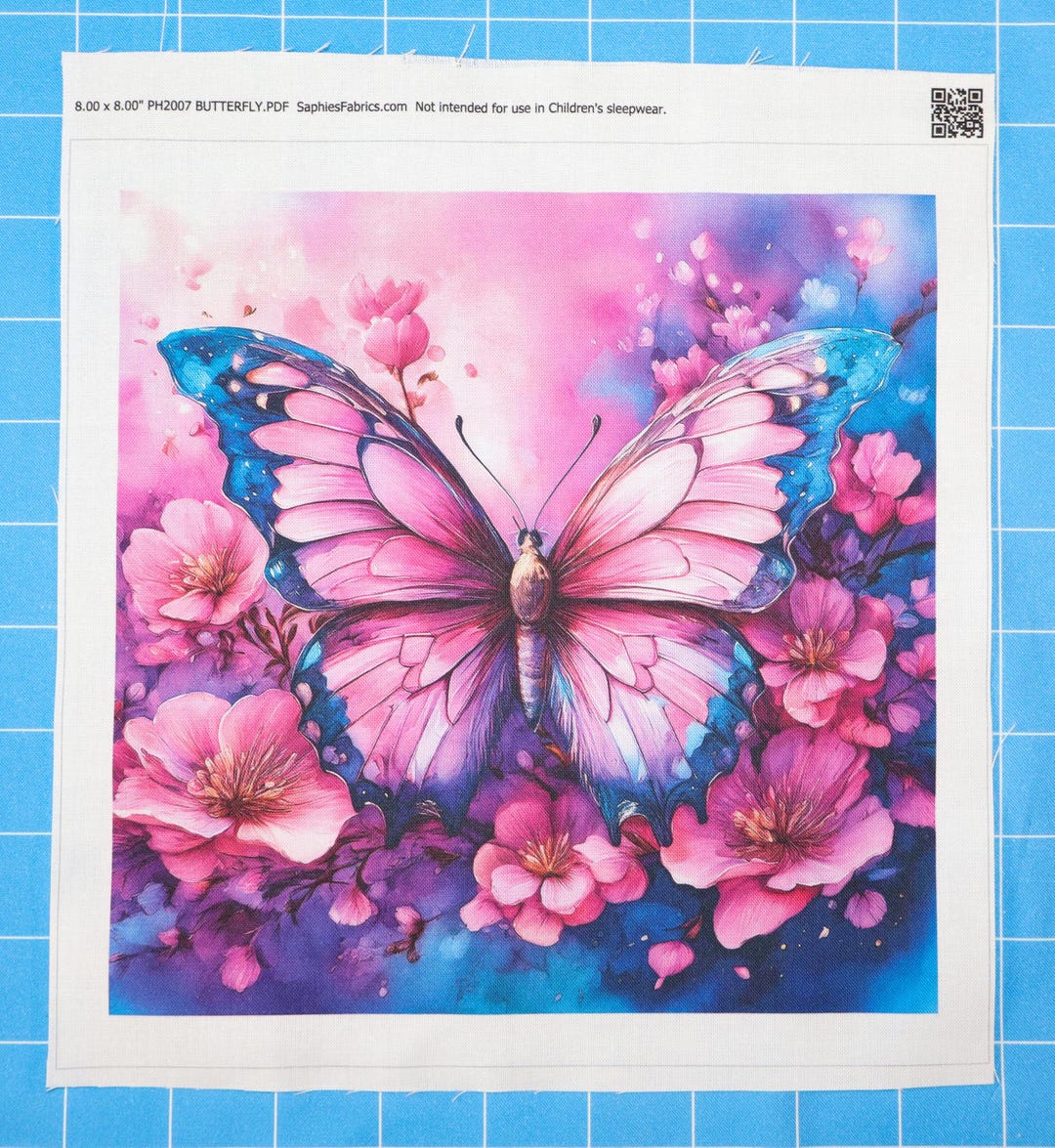 Butterfly 100% Cotton Fabric Panel Block | Small Quilting Sewing Square ...