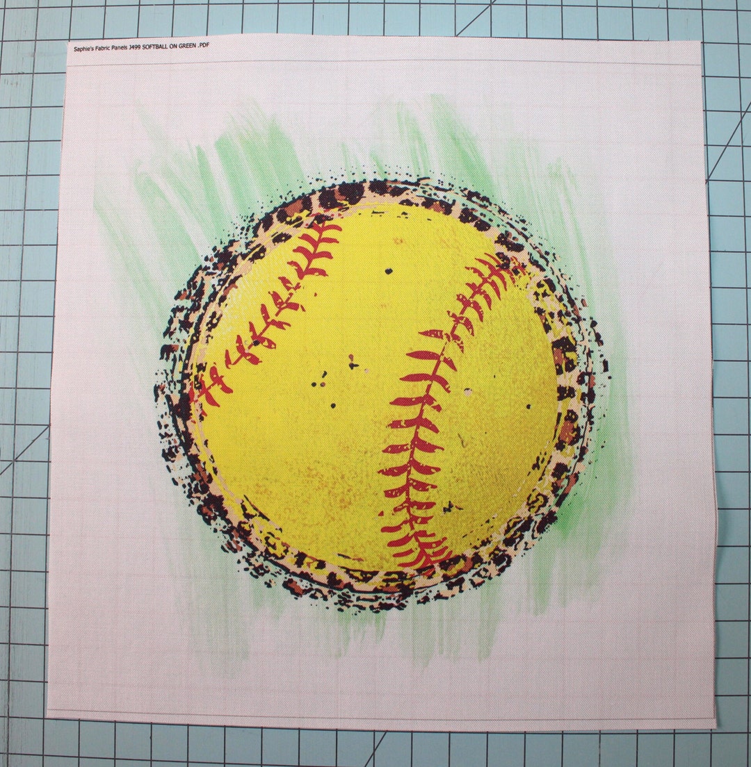 Softball 100% Cotton Fabric Panel Square Small Quilting Sewing Block ...