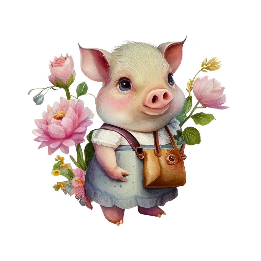 Pig Piglet 100% Cotton Fabric Panel Square Small Quilting - Etsy