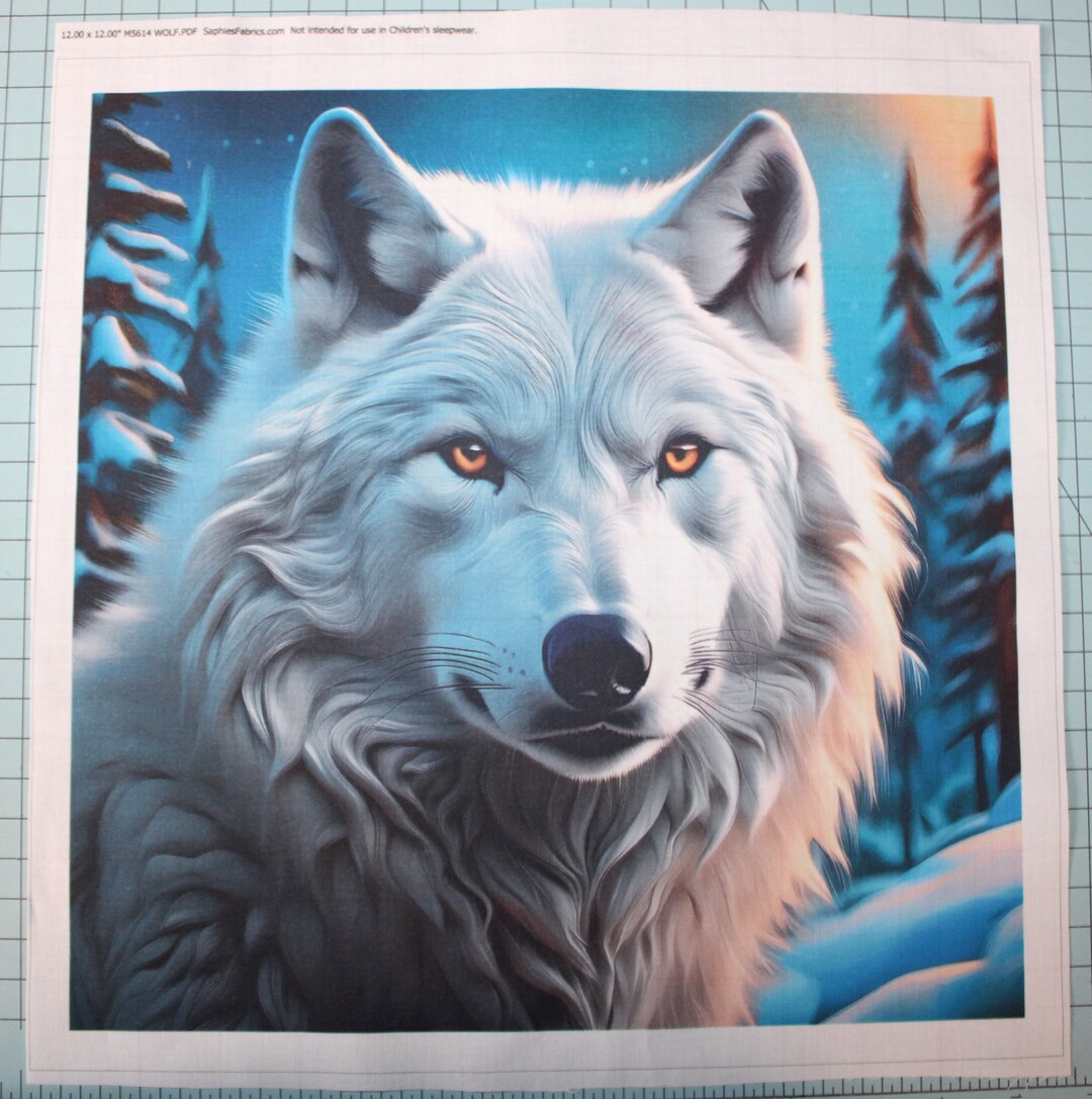 Fantasy Wolf 100% Cotton Fabric Panel Square Small Sewing Quilting ...