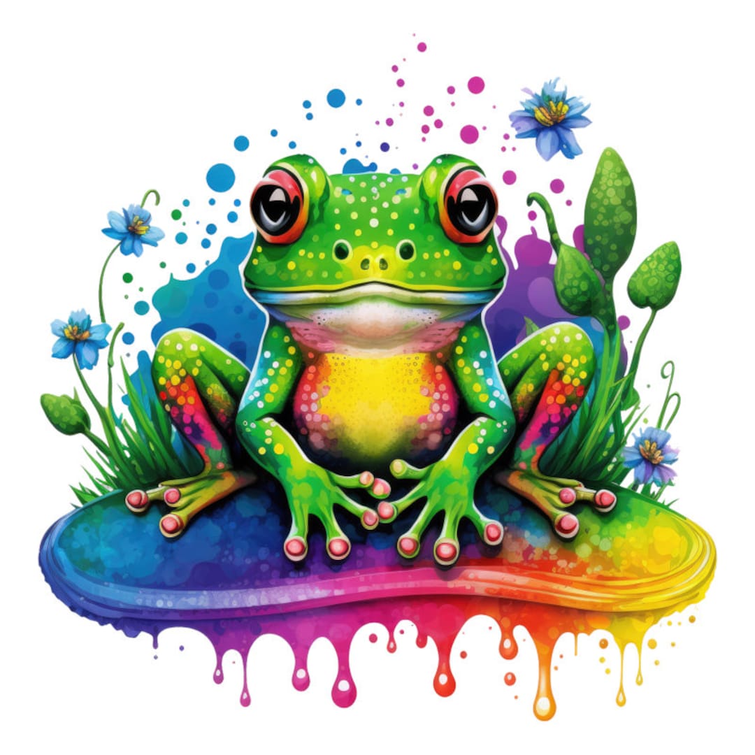 Rainbow Frog 100% Cotton Small Fabric Panel Square Quilting - Etsy