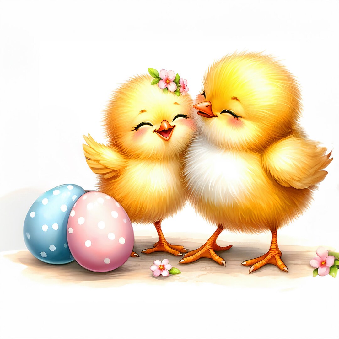 Easter Spring Chicks 100% Cotton Fabric Panel Square Small Sewing ...